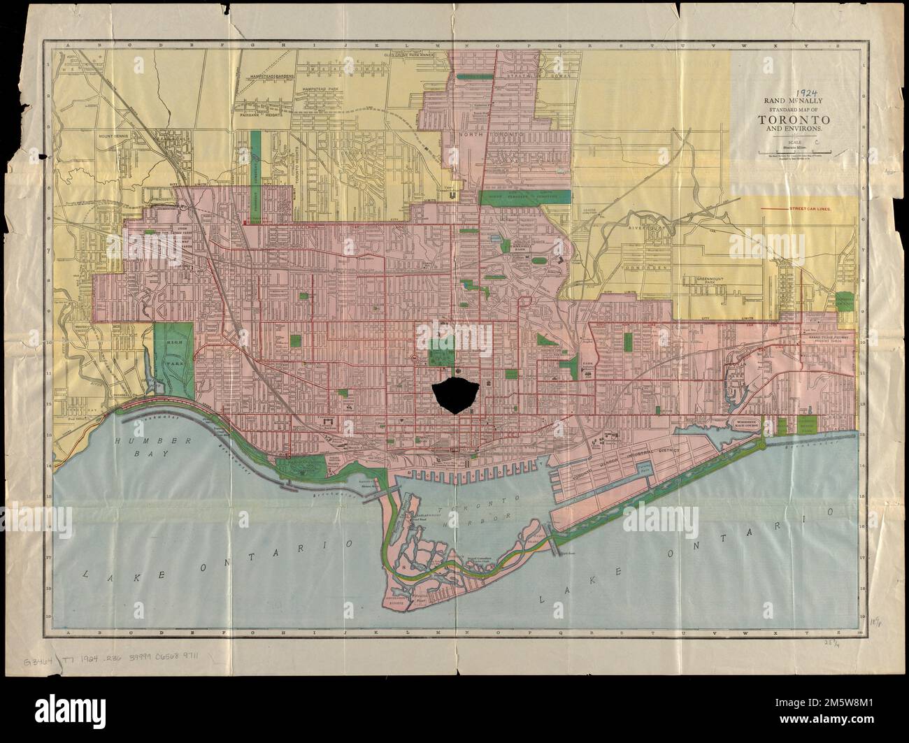 Rand McNally standard map of Toronto and environs. Oriented with north ...