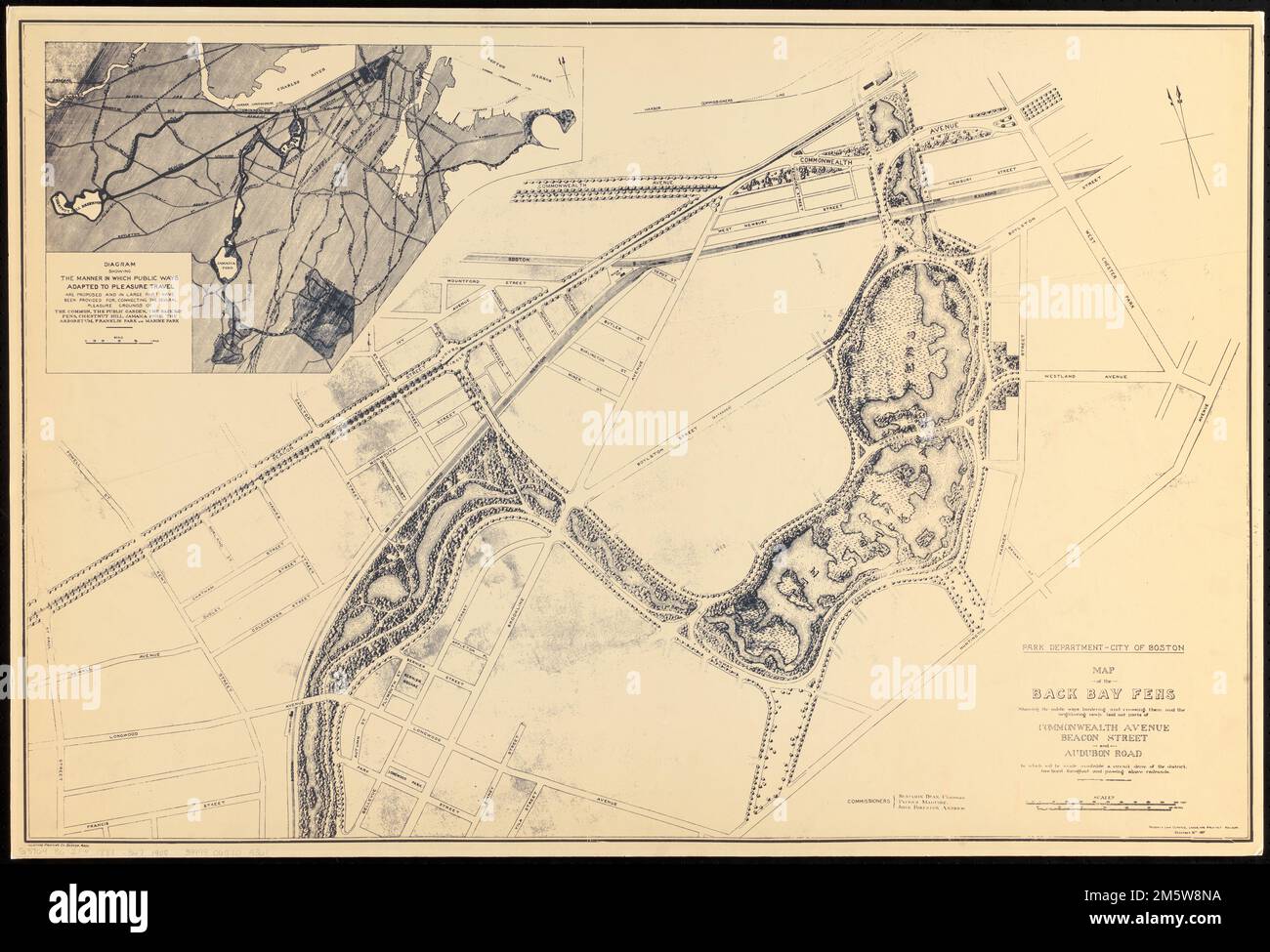 Map of the Back Bay Fens showing the public ways bordering and crossing ...