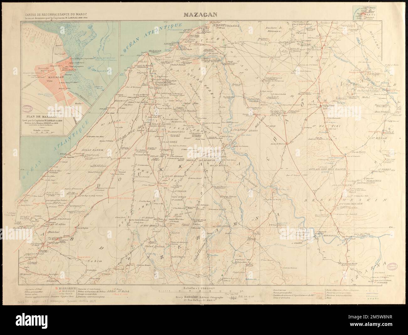 Mazagan. Relief shown by form lines and spot heights. Prime meridian ...