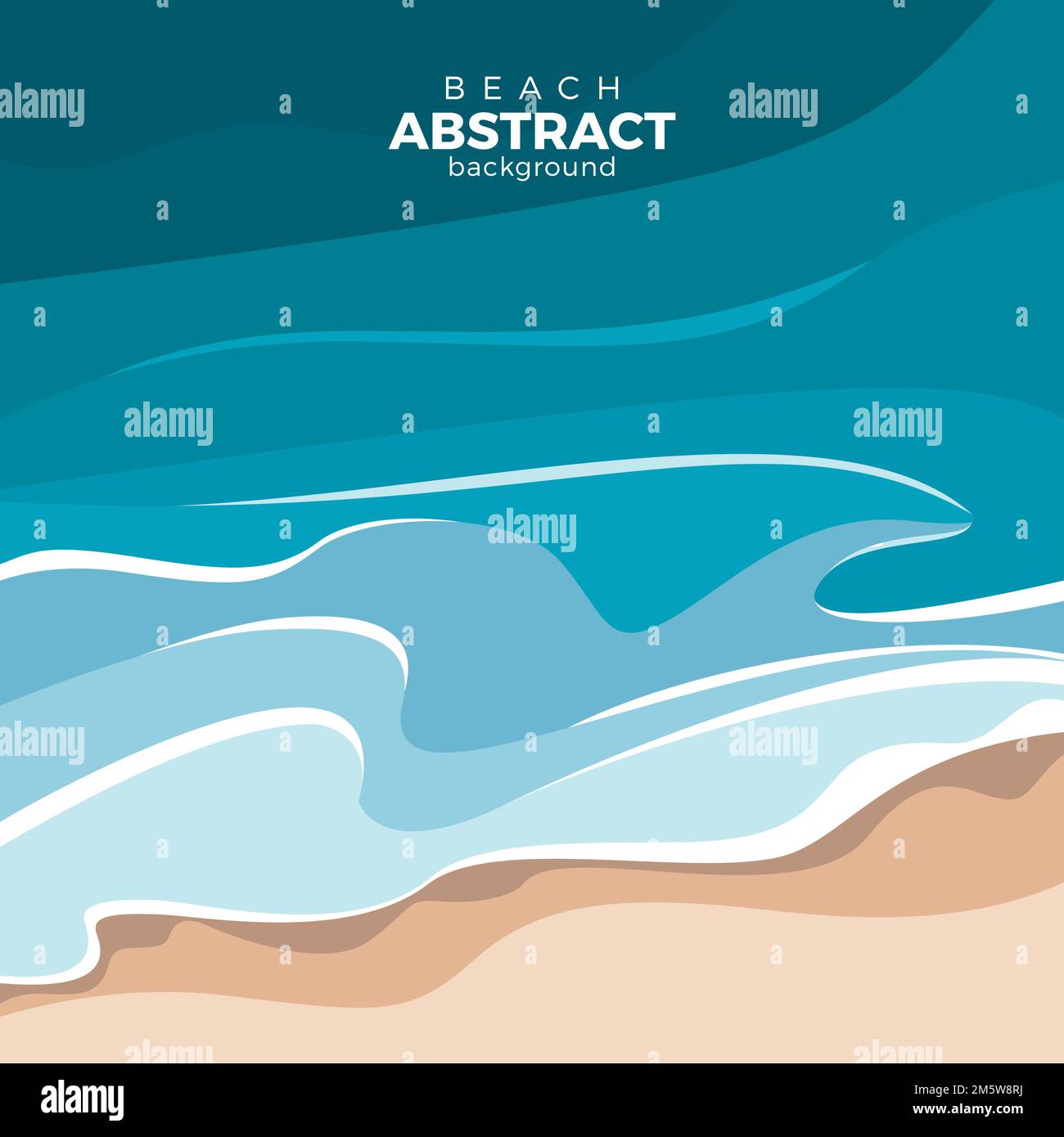 Top view on sea beach. Top view on ocean beach with soft waves. Vector ...