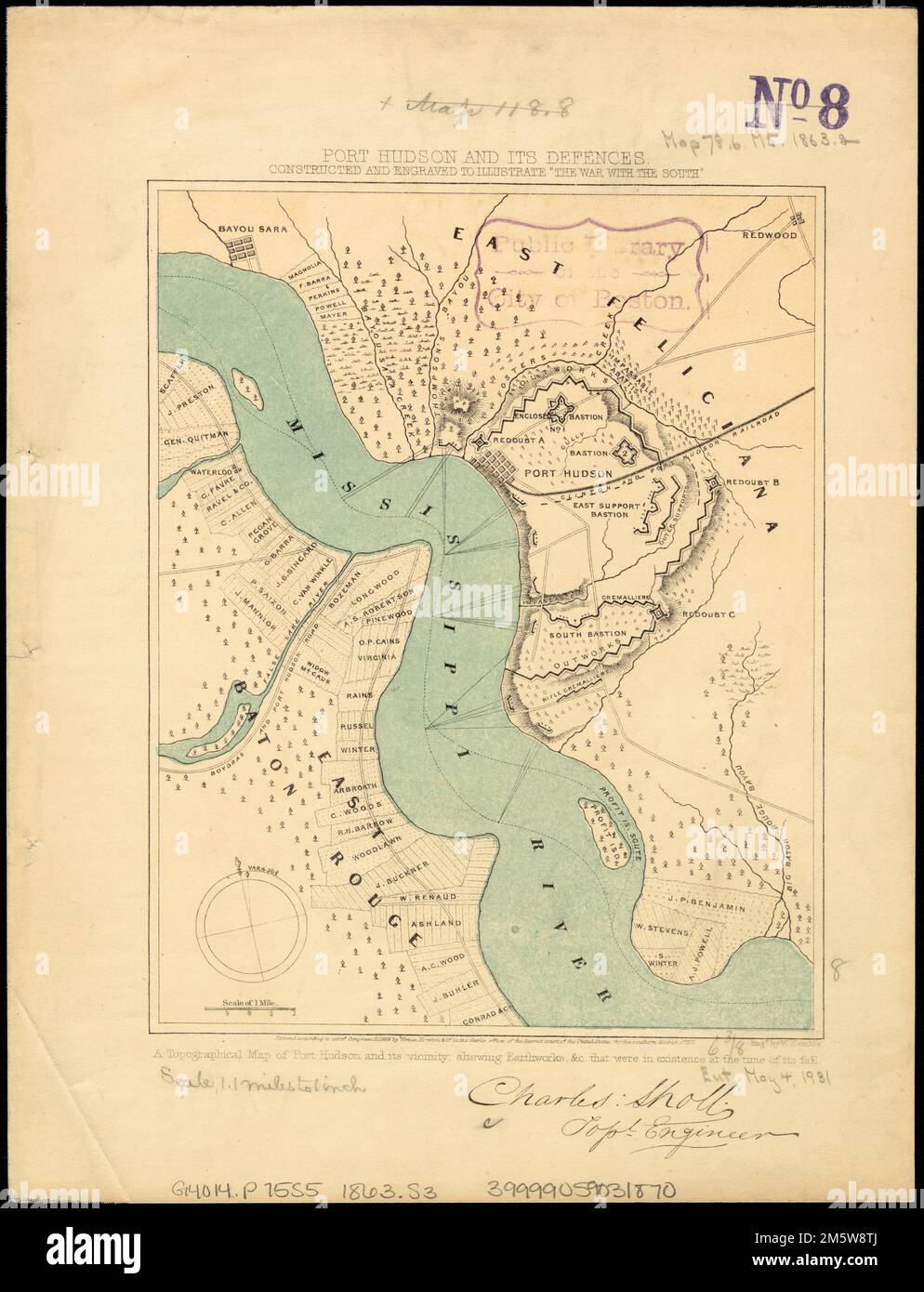 Port Hudson and its defences. From Tomes, Robert. The war with the ...