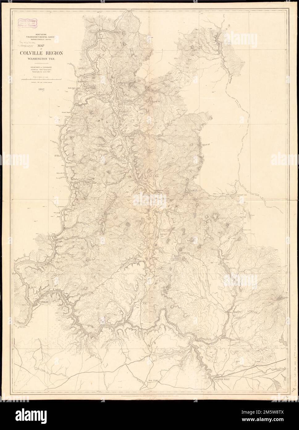 Map of Colville Region, Washington Ter. Relief shown by contours and ...