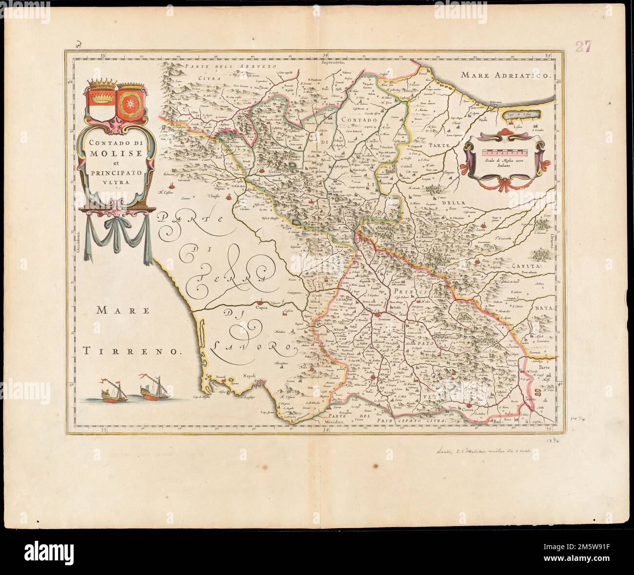 Contado di Molise et principato vltra. Map of the Abruzzo, Lazio, and ...