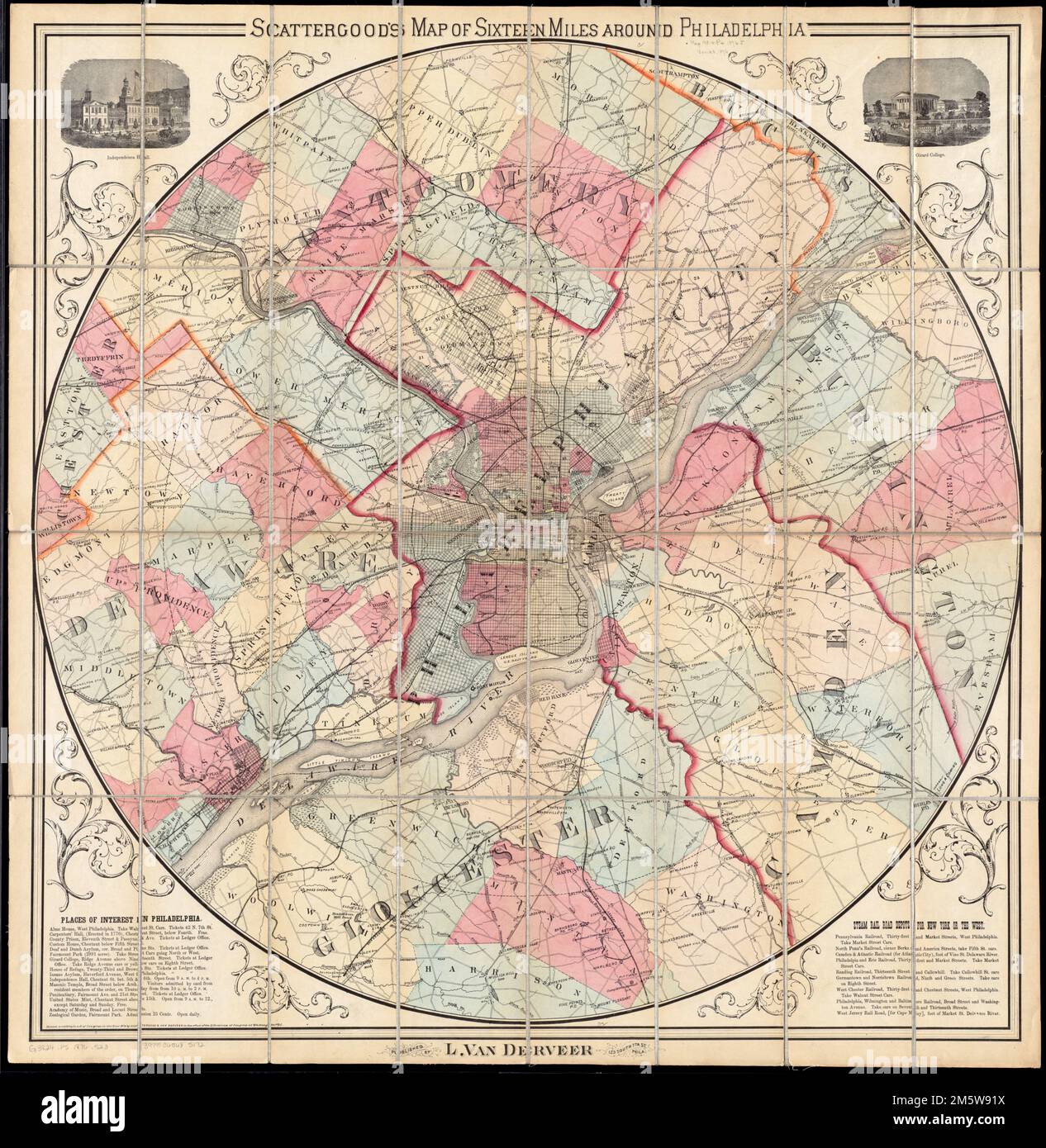 Scattergood's map of sixteen miles around Philadelphia. Relief shown by ...
