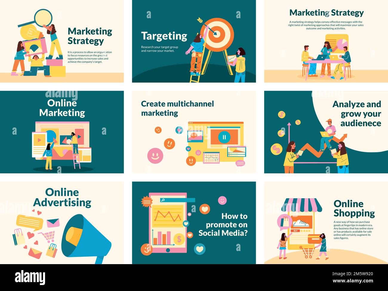 Marketing strategy flat design vector editable template Stock Vector ...