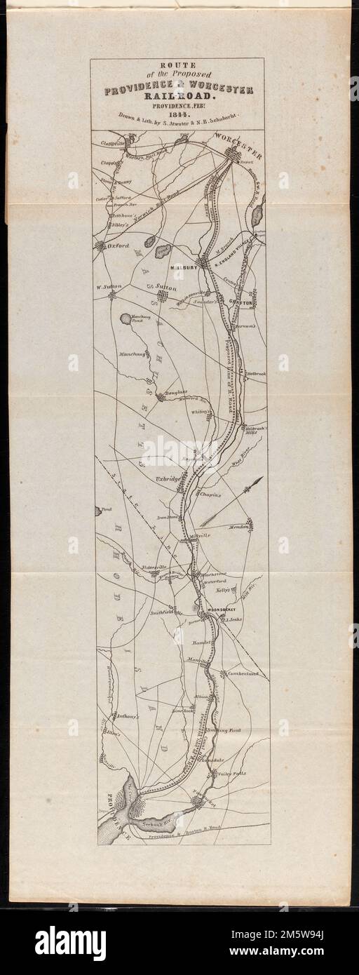 Route of the proposed Providence & Worcester rail-road. Relief shown by ...