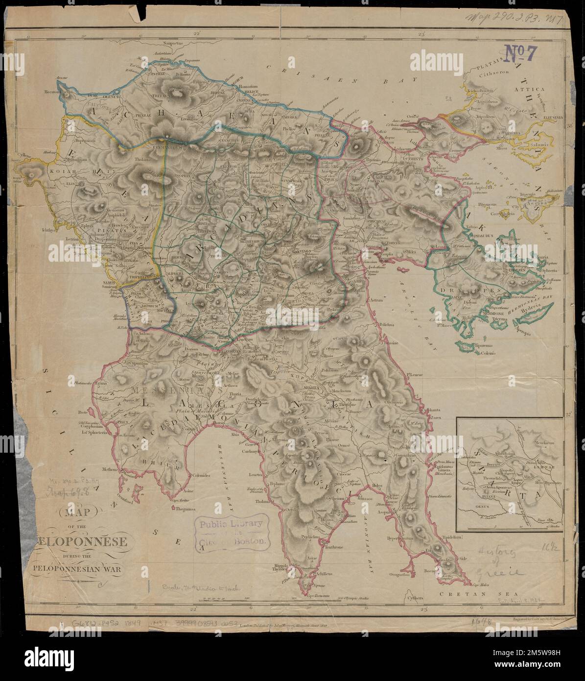 Map of the Peloponnese during the Peloponnesian War. Relief shown by ...