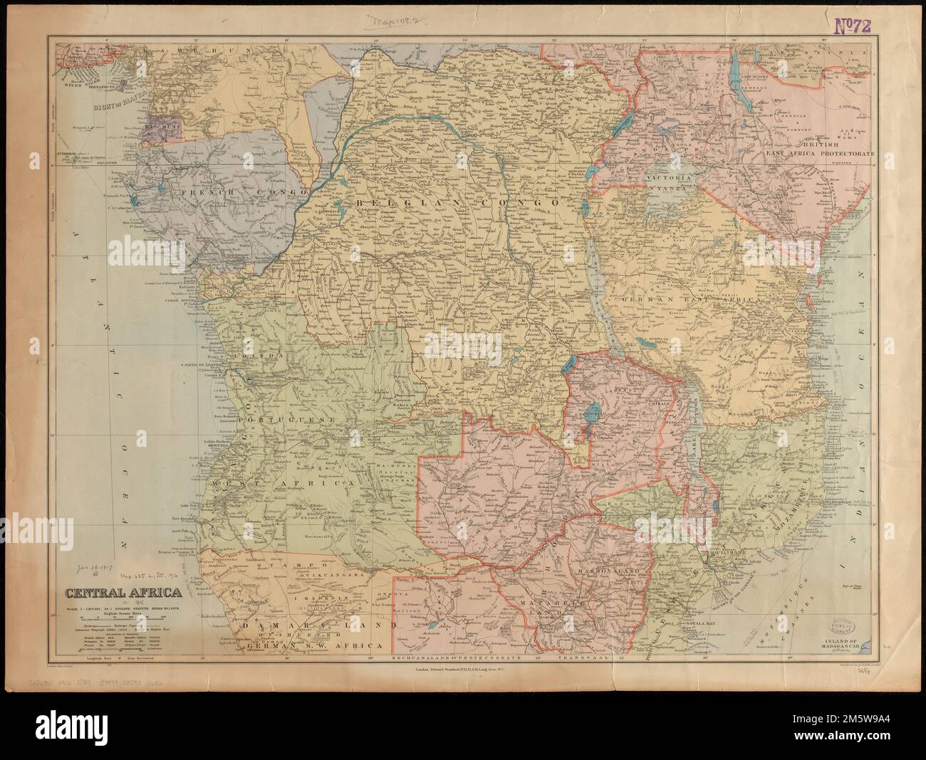 Central Africa. Relief shown by hachures and spot heights. "London ...