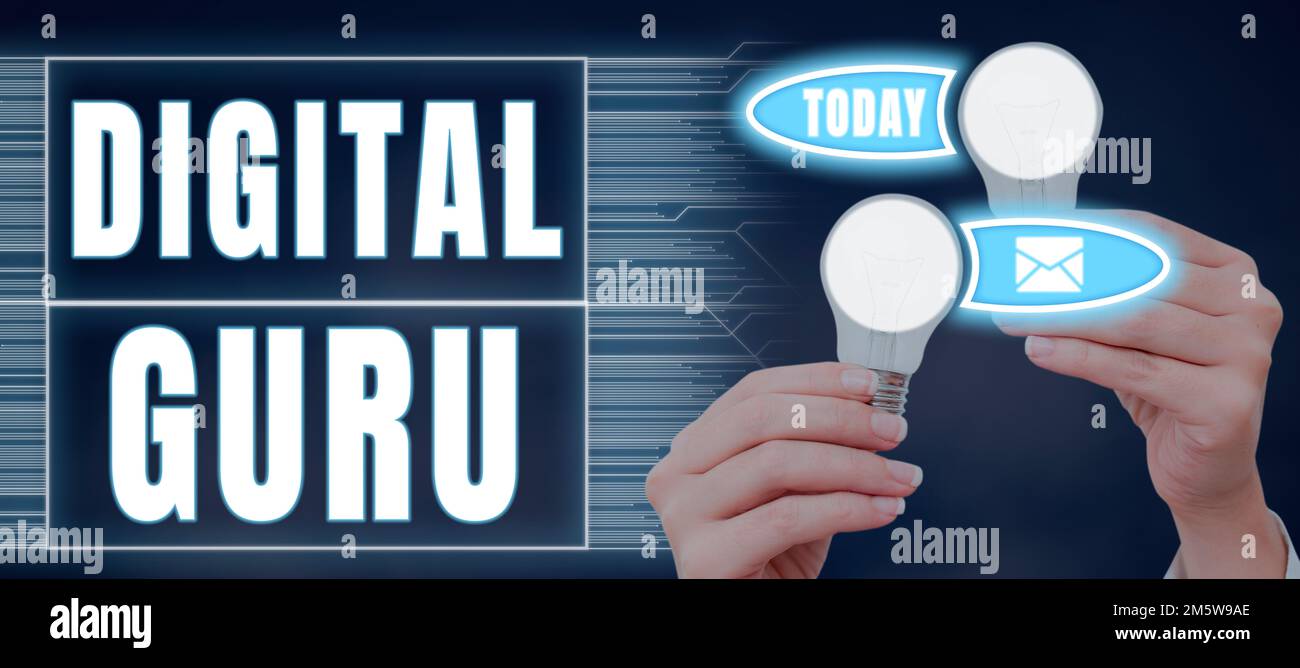 Text showing inspiration Digital Guru. Word for teacher and ...