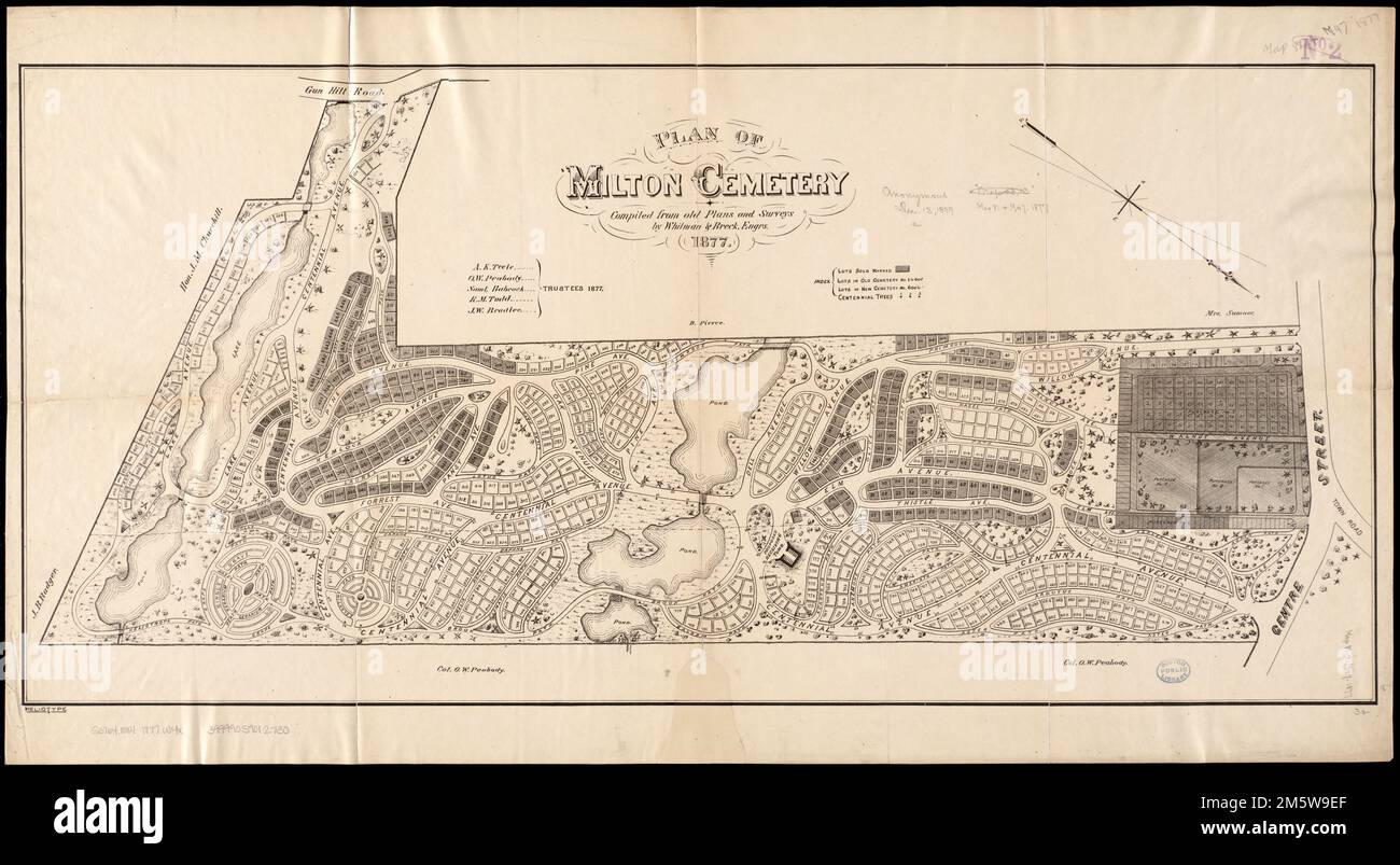 Plan of Milton Cemetery. Oriented with north toward the lower right ...