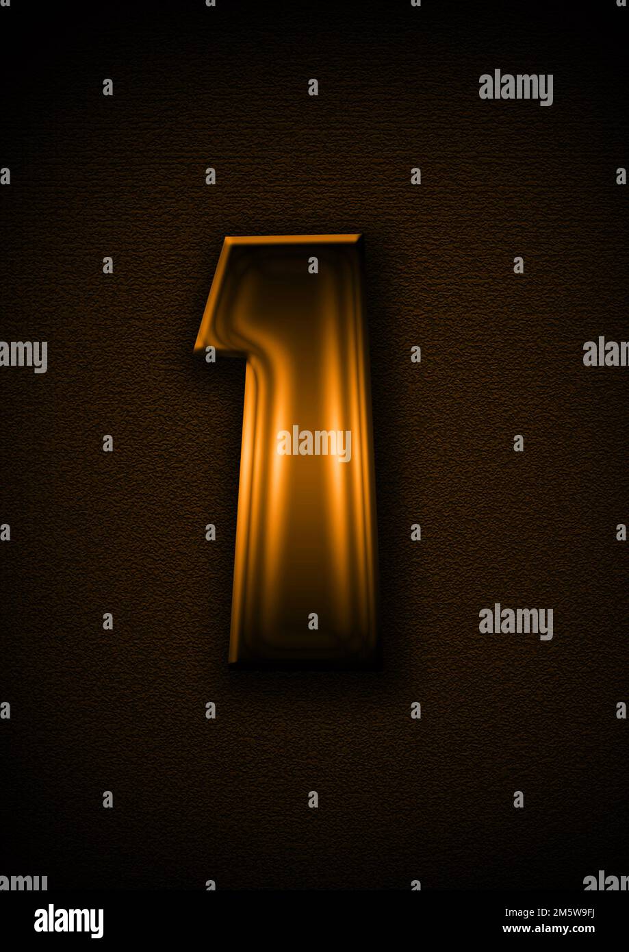 number written in gold 3d metallic on brown textured background Stock ...