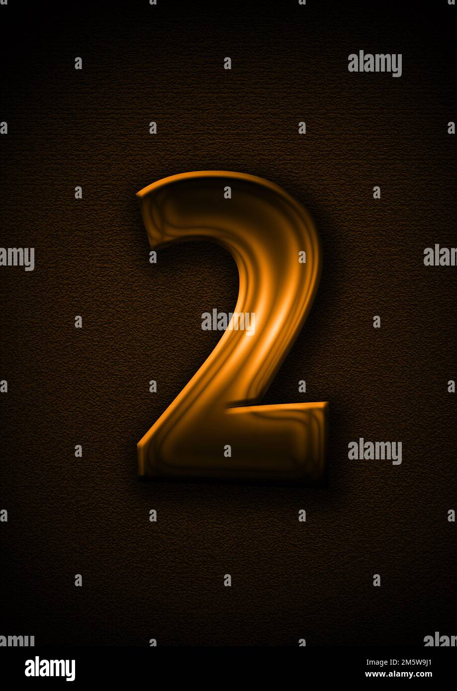 number written in gold 3d metallic on brown textured background Stock ...