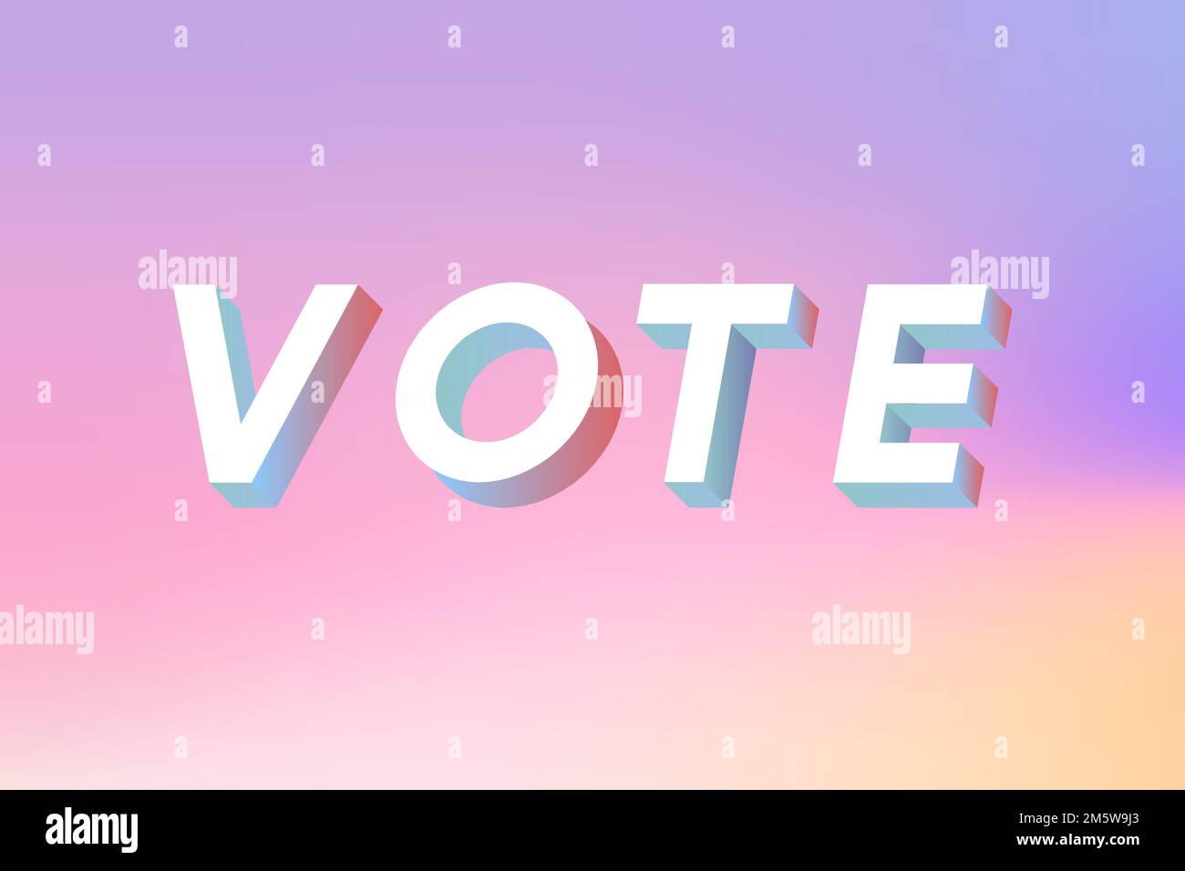 Isometric word Vote typography on a pastel gradient background vector ...