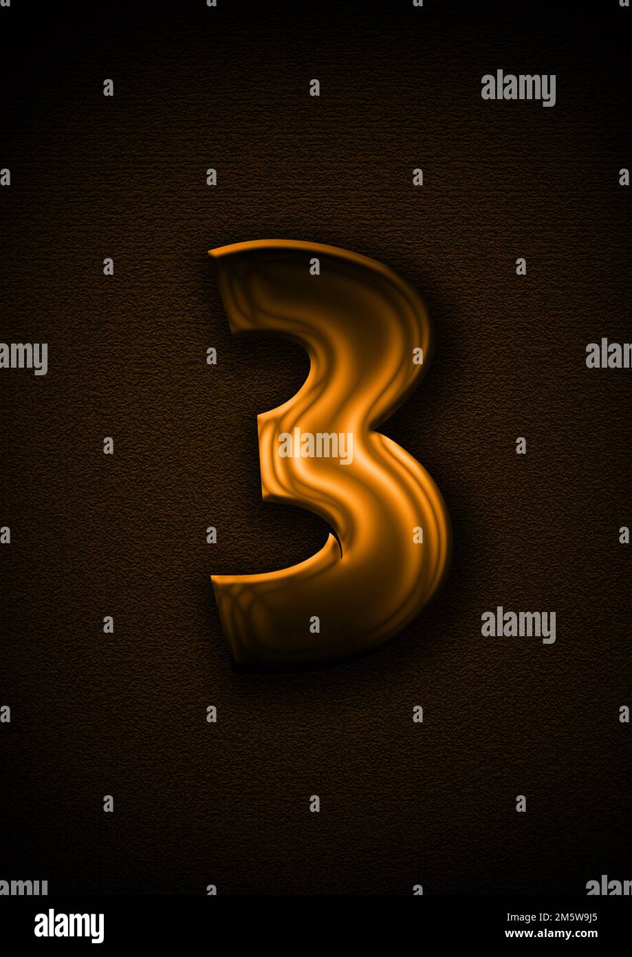 number written in gold 3d metallic on brown textured background Stock ...