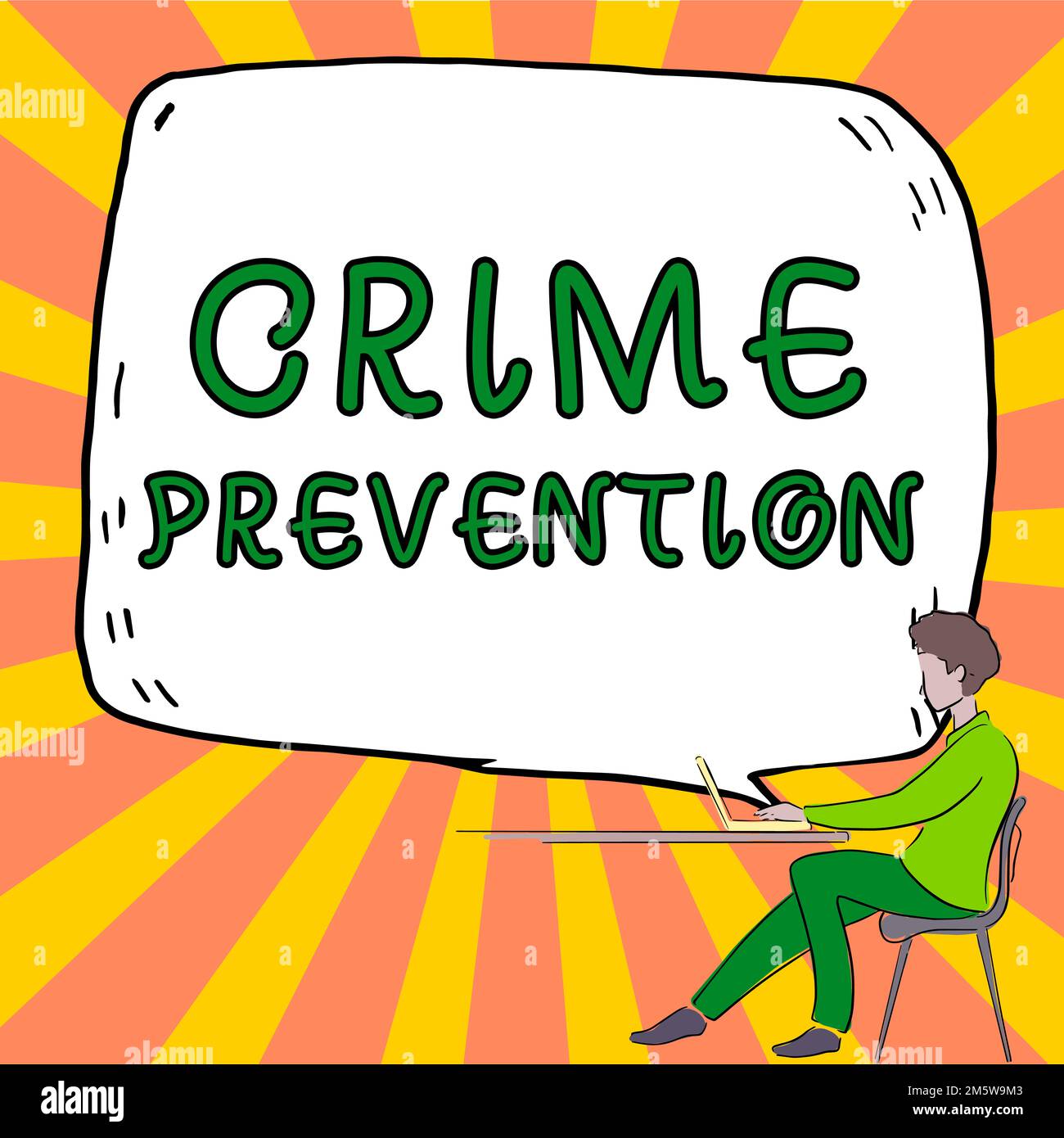 Text caption presenting Crime Prevention. Business showcase Federal ...