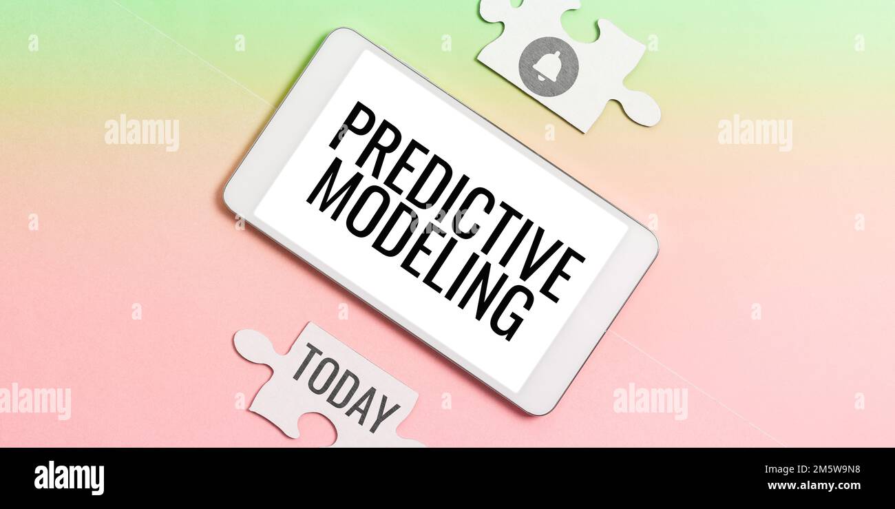 Sign displaying Predictive Modeling. Business overview maintenance strategy driven by predictive ...