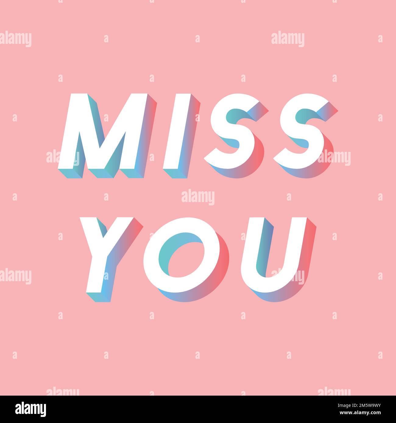 Miss you vector word art 3d isometric font gradient shadow Stock Vector ...