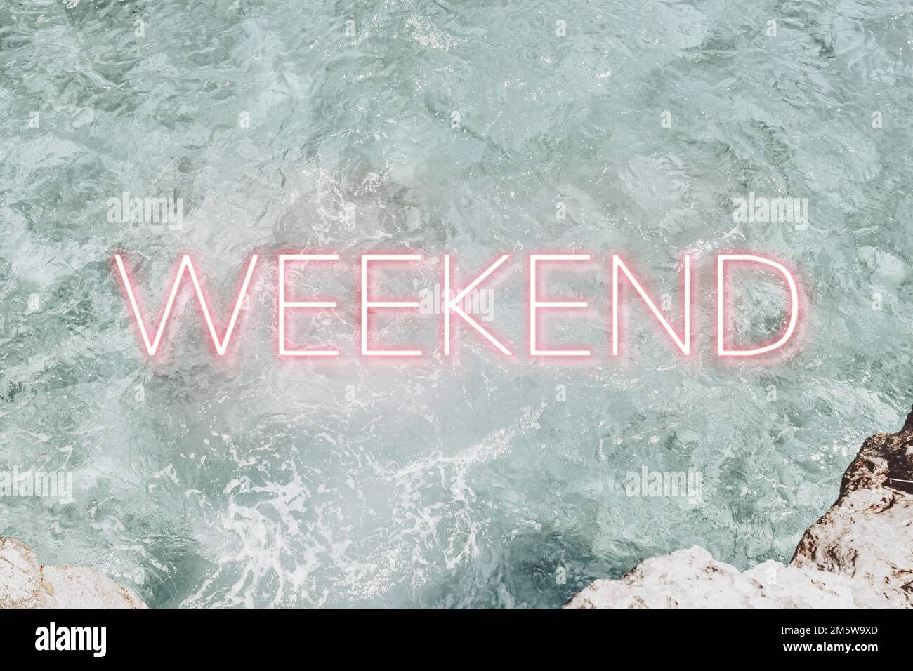 Weekend pink neon word vector typography Stock Vector Image & Art - Alamy