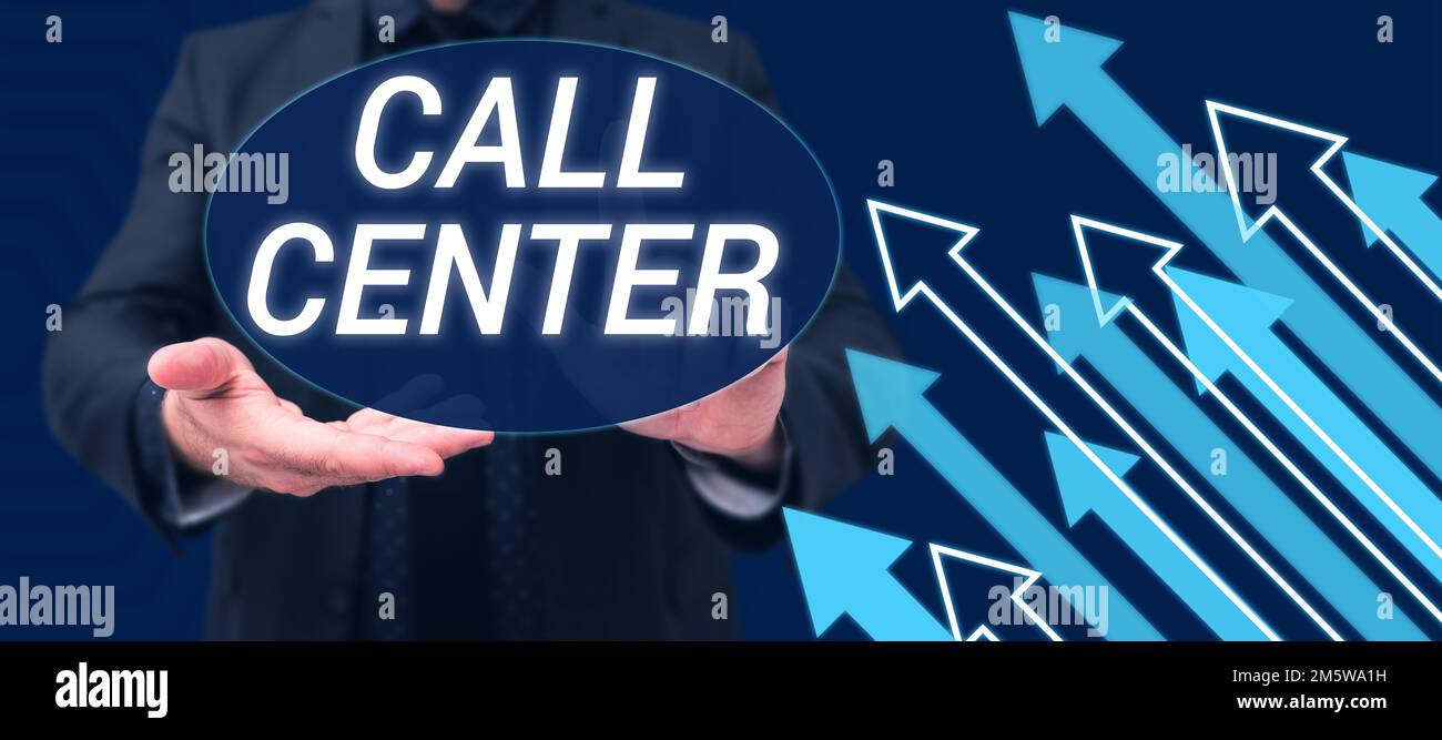 Handwriting text Call Center. Word for an office in which large numbers ...
