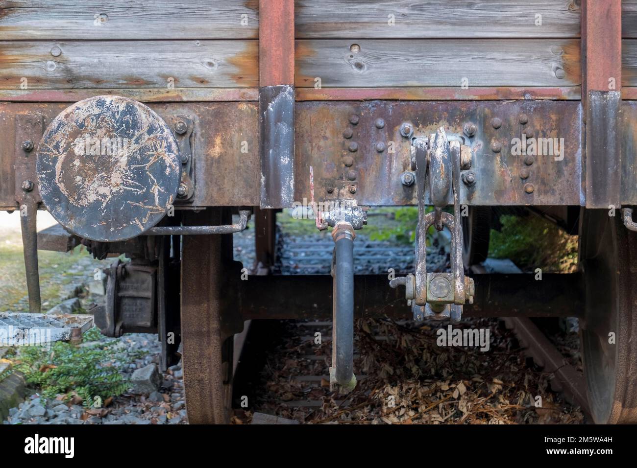 Buffer plate, railway, railway wagon, siding, North Rhine-Westphalia ...