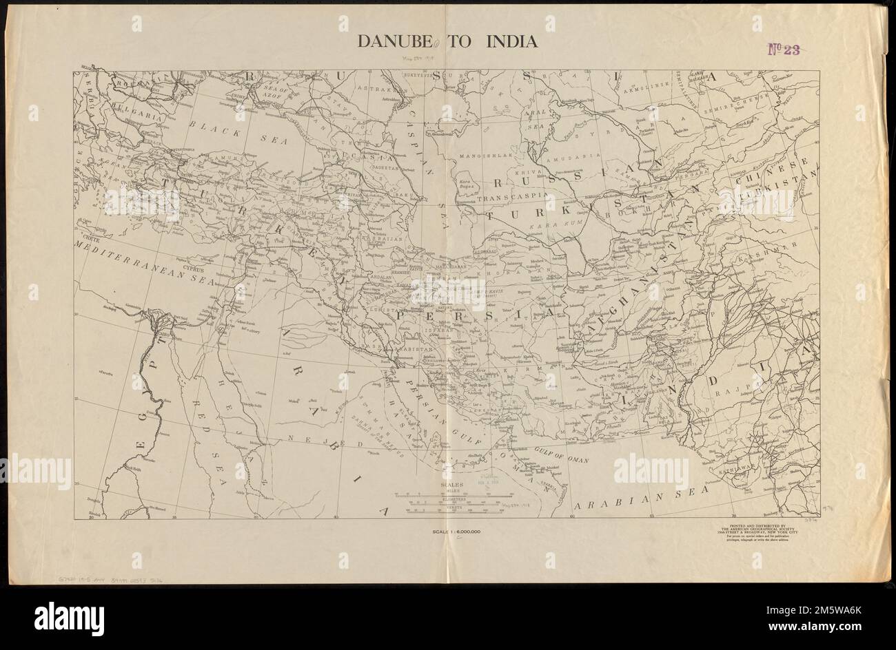 Danube to India. Outline map covering from Eastern Europe (Serbia ...
