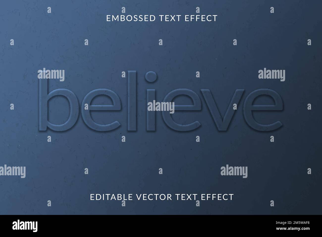 Embossed editable vector text effect template blue paper textured background Stock Vector Image ...