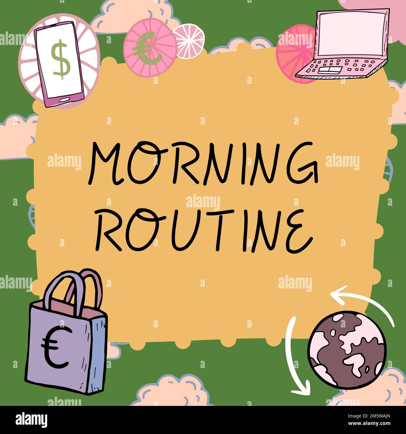Conceptual caption Morning Routine. Internet Concept initiation of ...