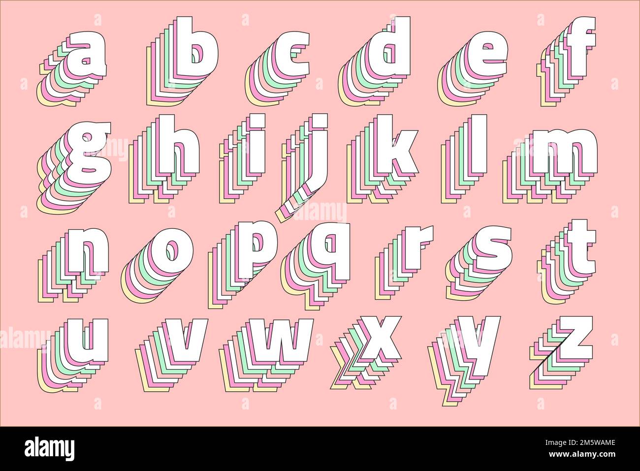 Pastel alphabet layered vector set typography Stock Vector Image & Art ...