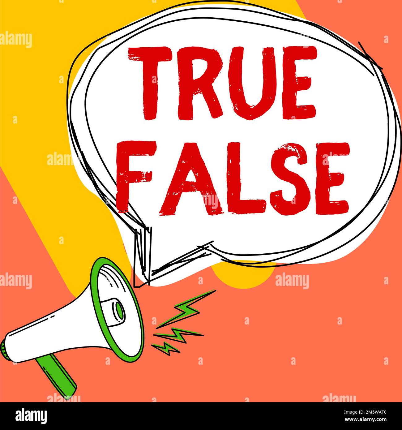 Hand writing sign True False. Word for a test consisting of a series of ...