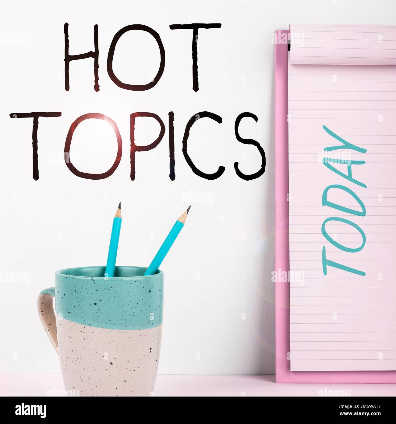 Text sign showing Hot Topics. Concept meaning subject that a lot of ...