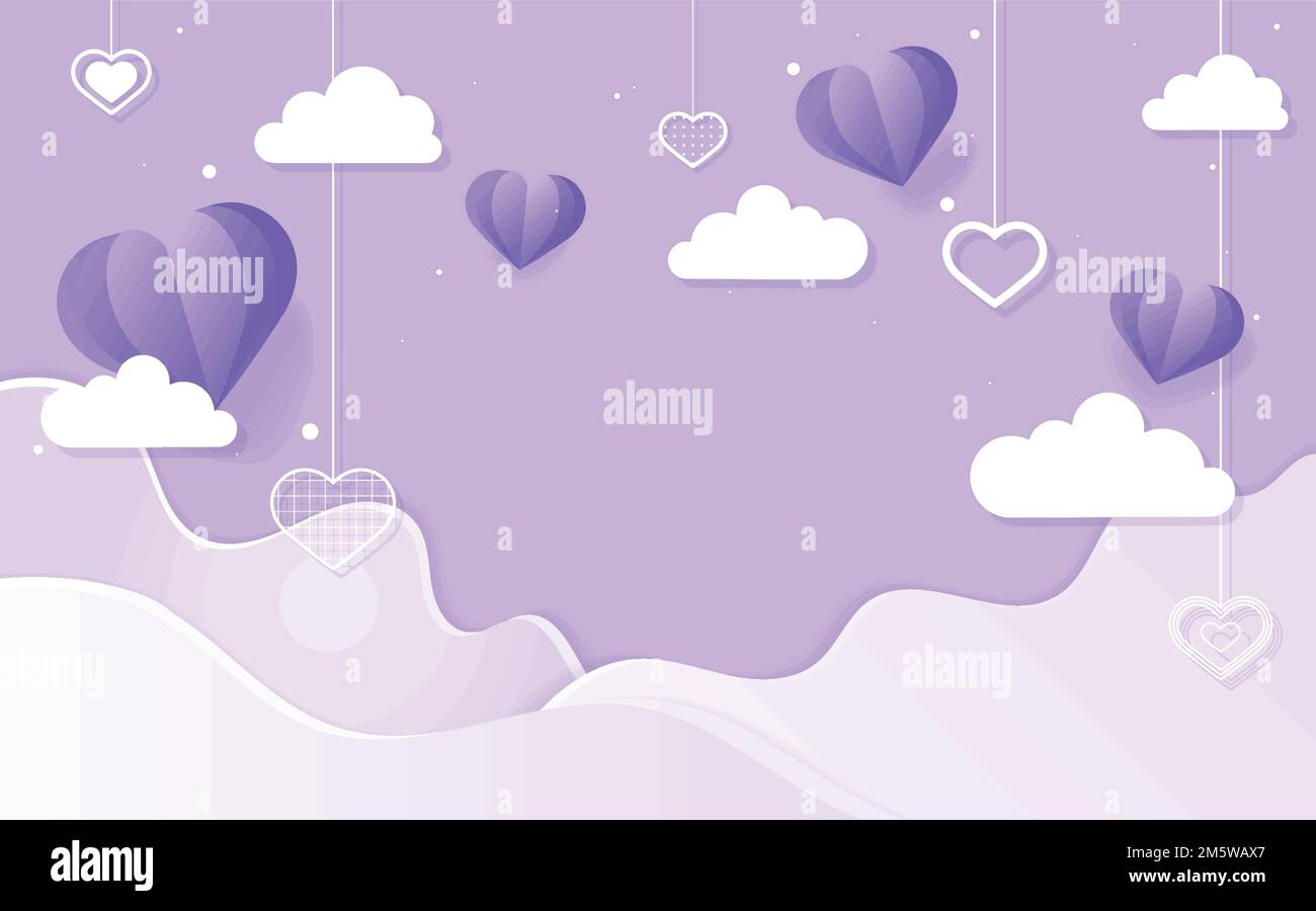 Vector dangling hearts cloud wave purple background Stock Vector Image ...