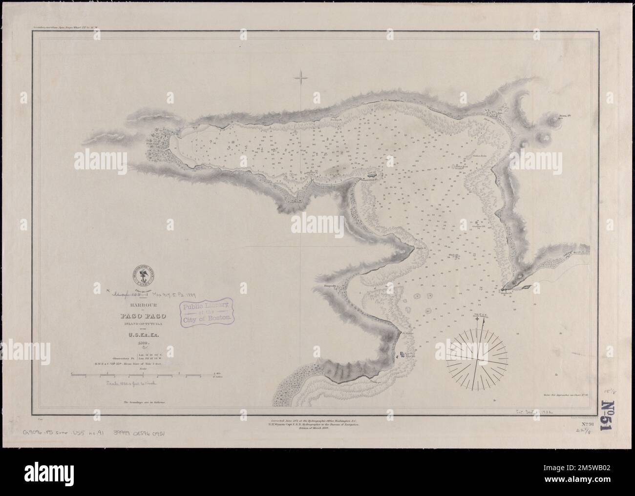 Harbour of Pago Pago, island of Tutuila. Relief shown by hachures and ...