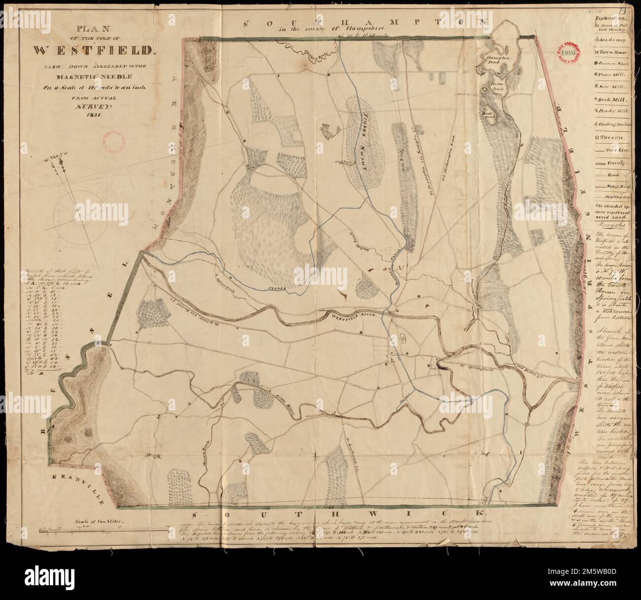 Plan of Westfield made by Allen, D. E., dated 1831.... , Massachusetts ...