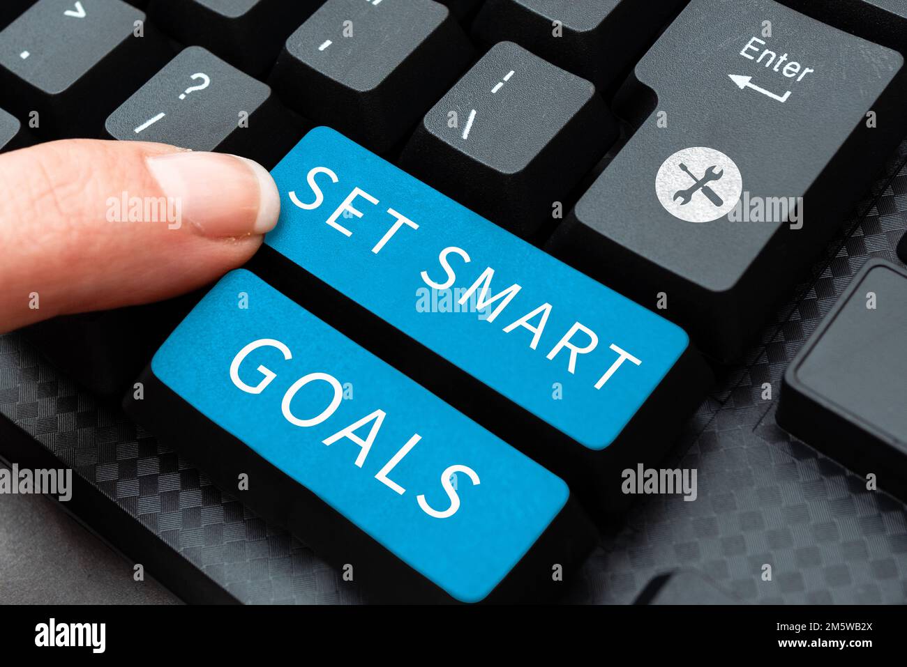 Writing displaying text Set Smart Goals. Word Written on Establish ...
