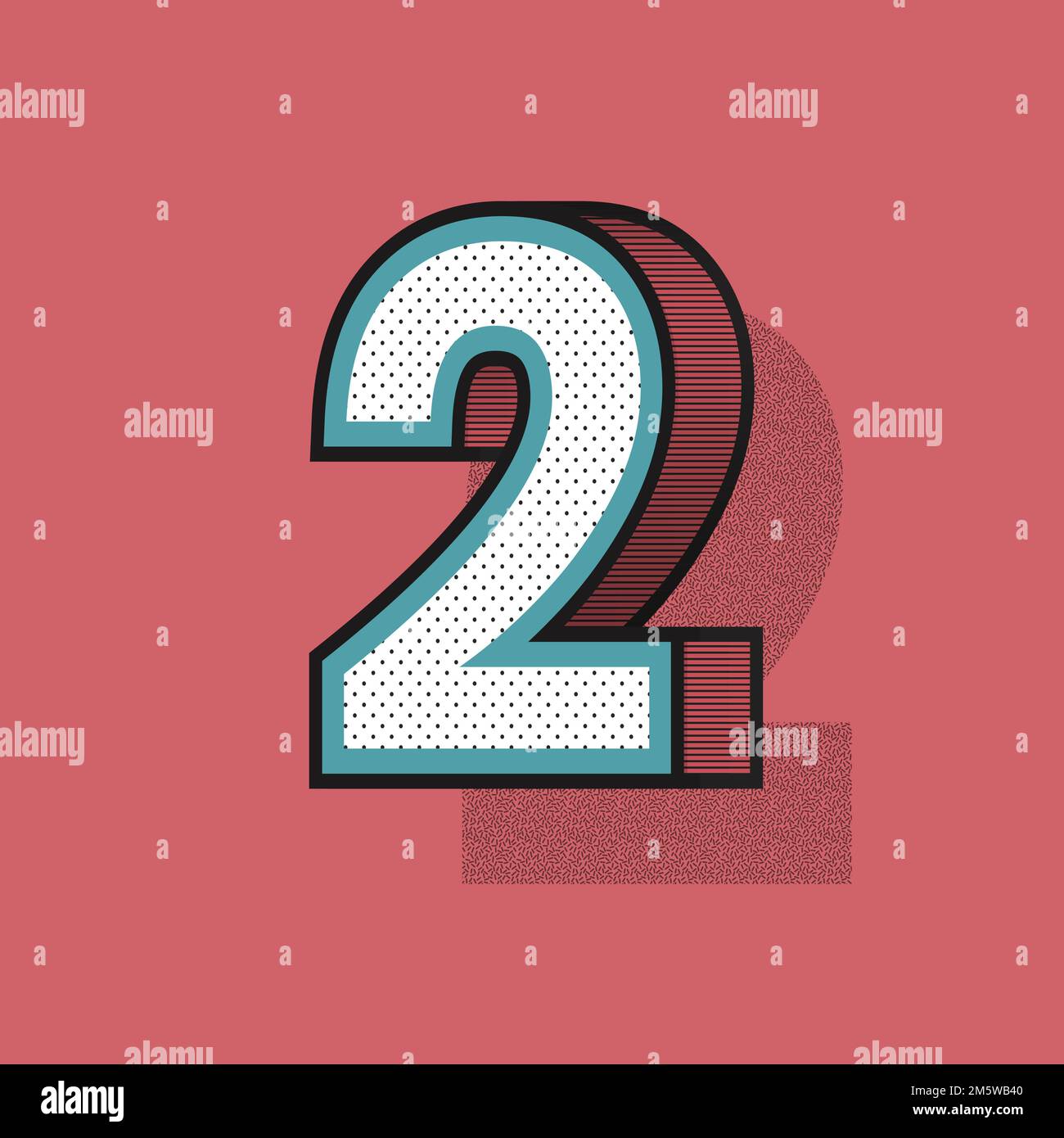 3D number 2 isometric halftone style typography vector Stock Vector ...