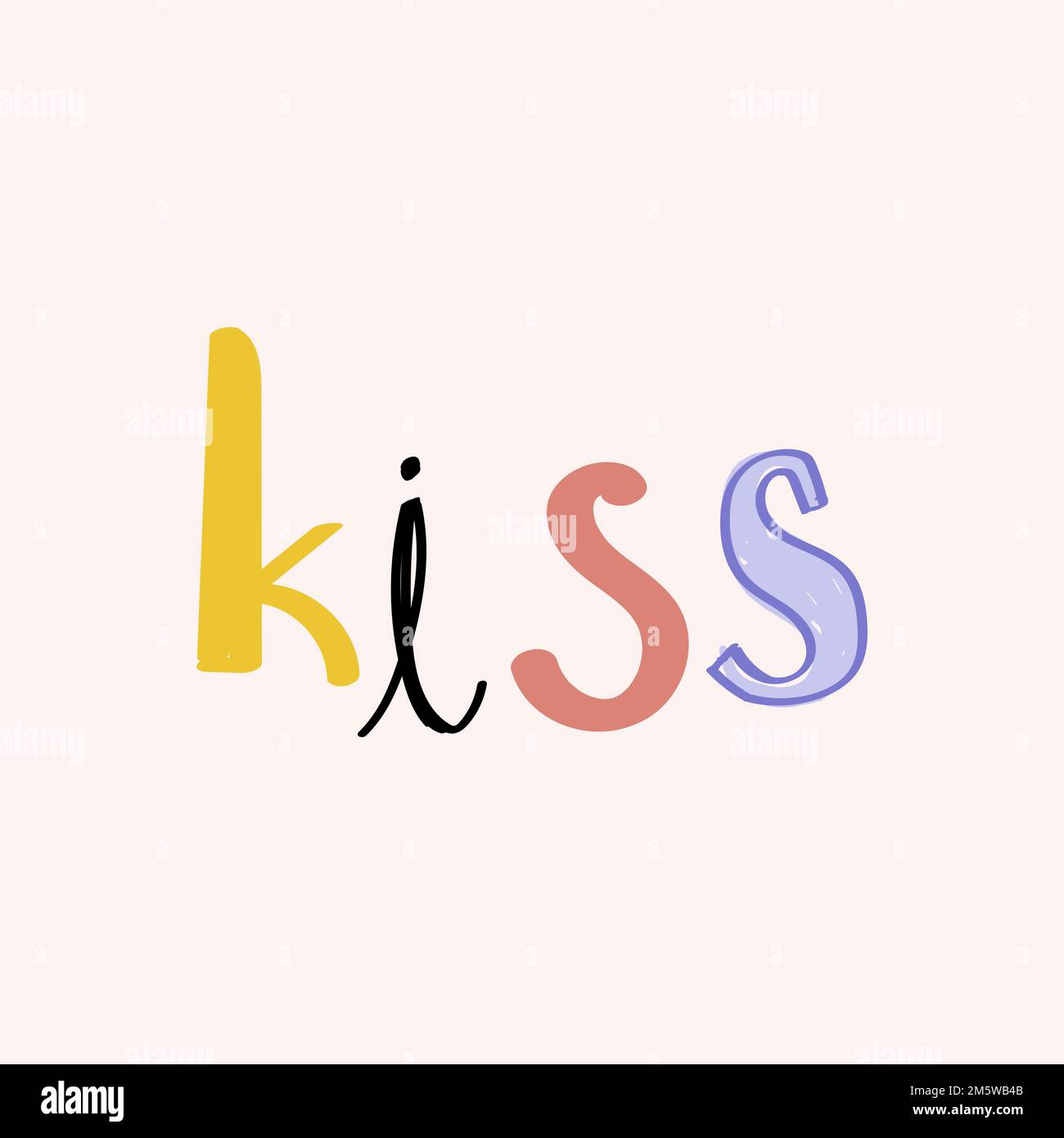 Kiss doodle hand drawn vector typography Stock Vector Image & Art - Alamy