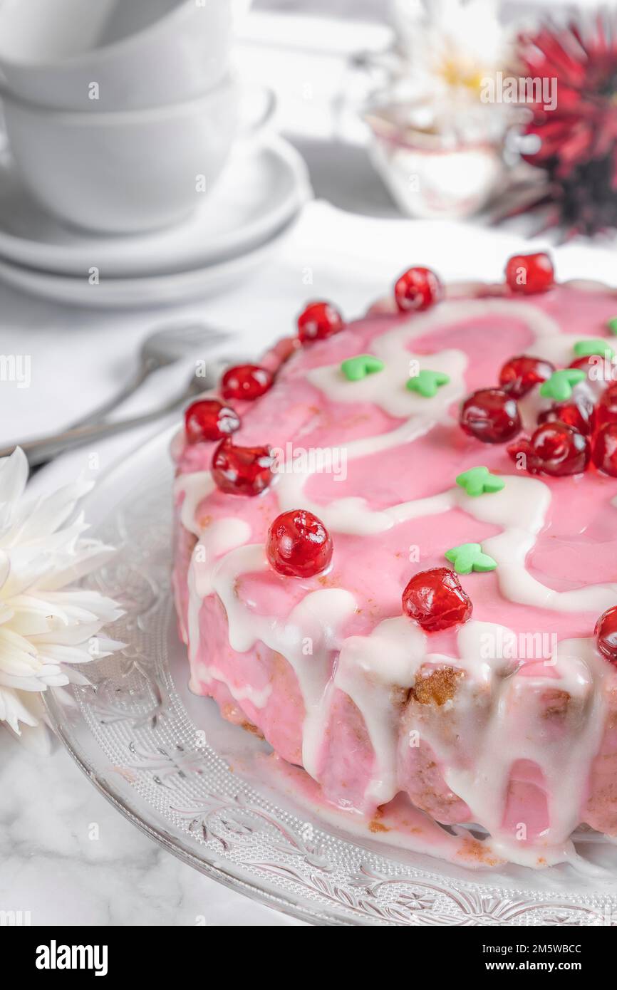 Punch Cake with Cherries Stock Photo - Alamy