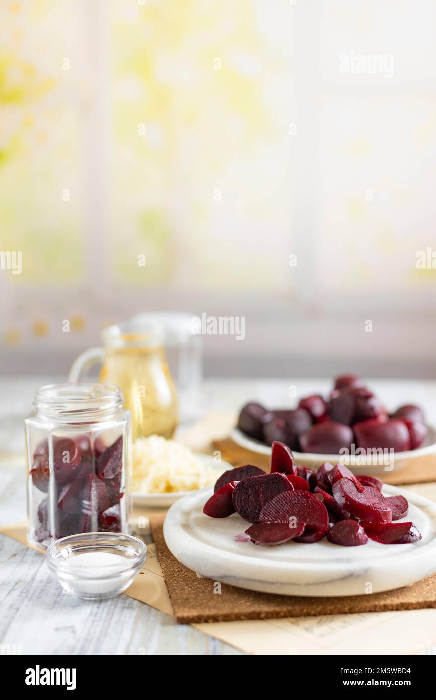 Food photography, beetroot (beta) pickling, beetroot Stock Photo - Alamy