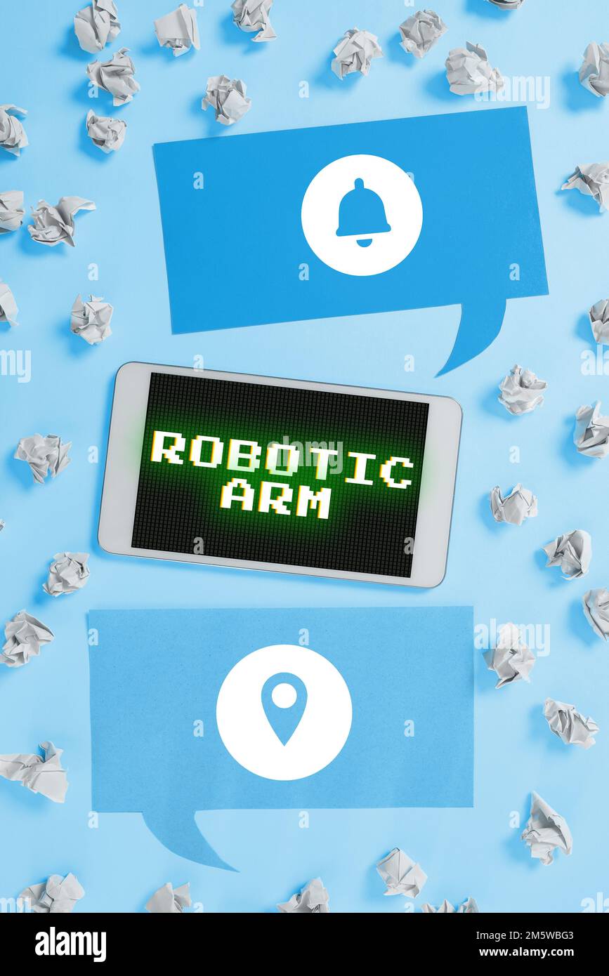 Writing displaying text Robotic Arm. Word for programmable mechanical ...