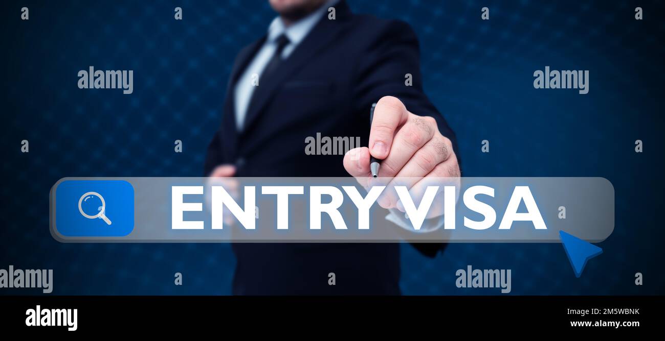 Text sign showing Entry Visa. Business overview permission to enter a ...