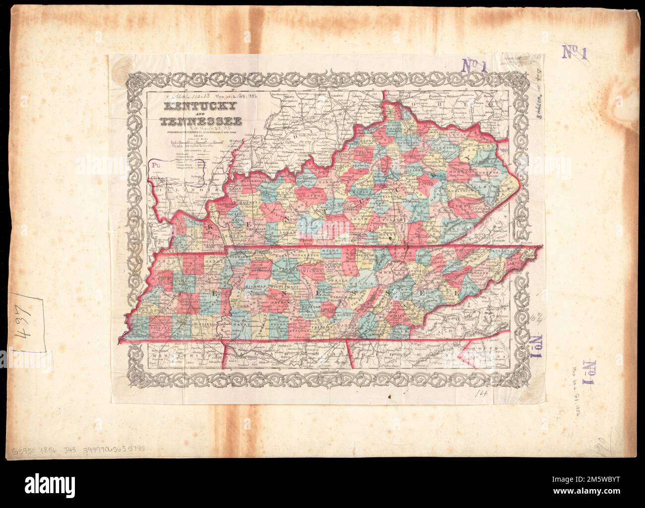 Kentucky and Tennessee. Relief shown by hachures. "Entered according to ...