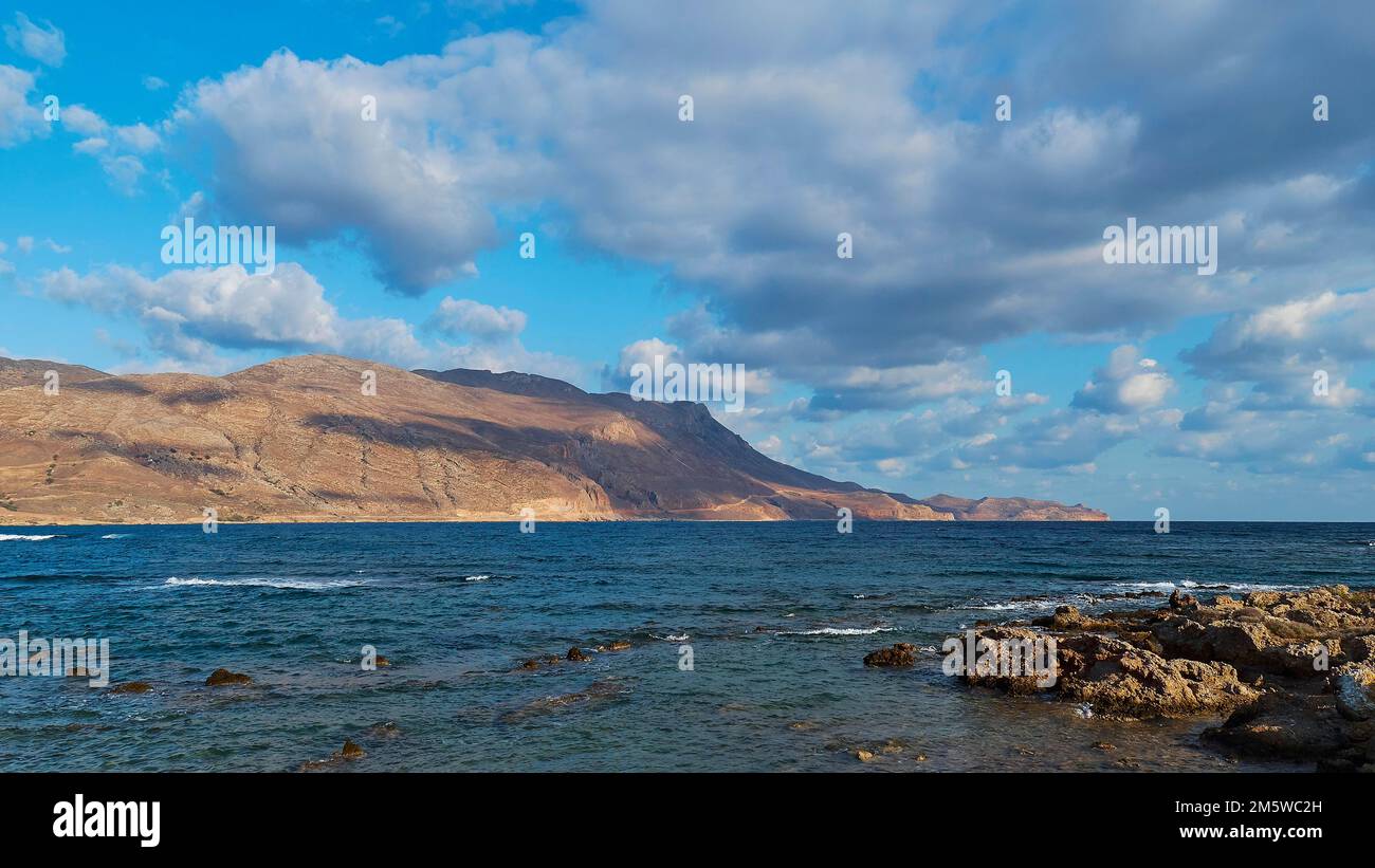 Gramvoussa peninsula, Kissamos gulf, morning light, blue sky with ...