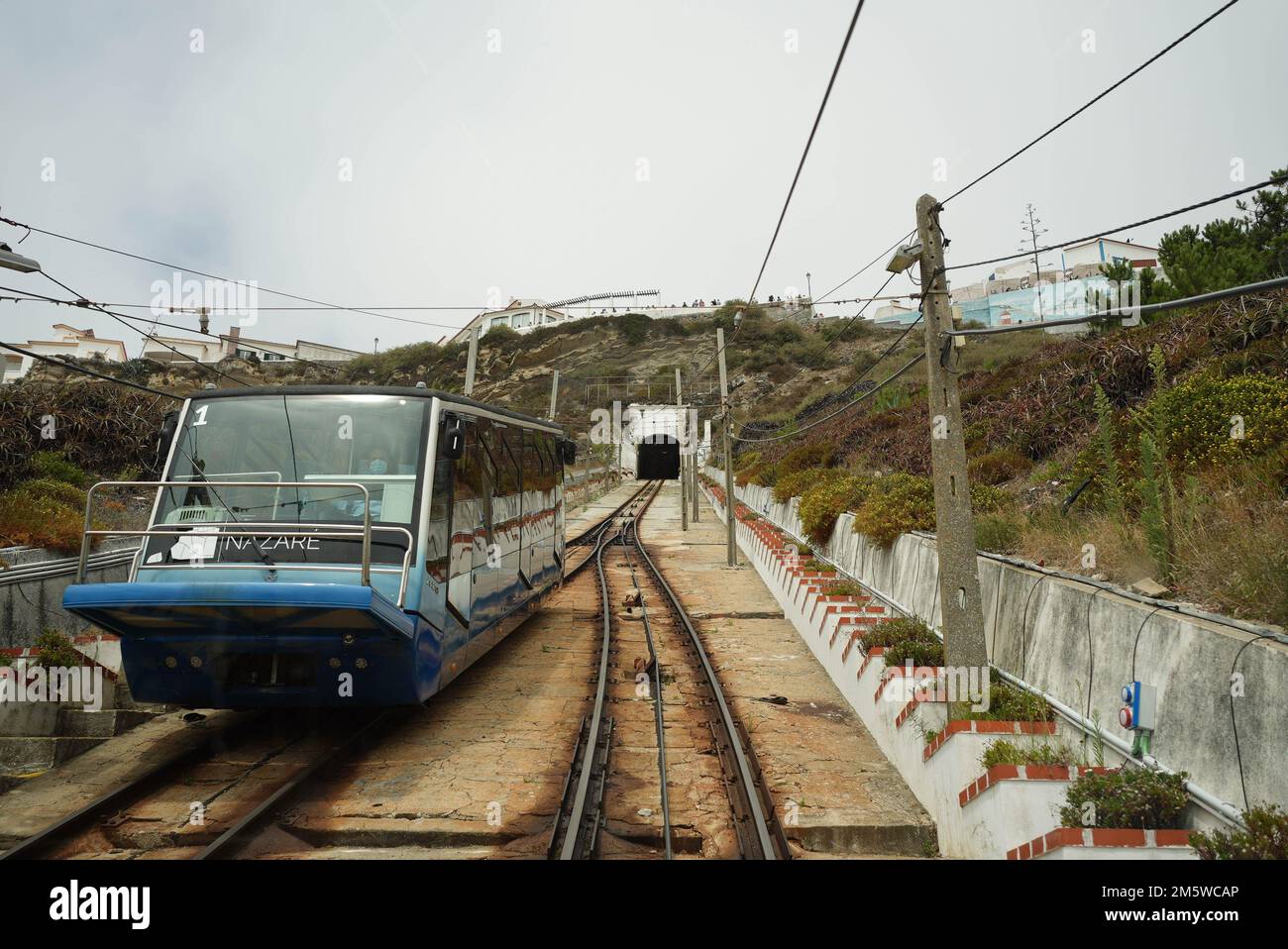 Front of a tram descending a hill Stock Photo - Alamy