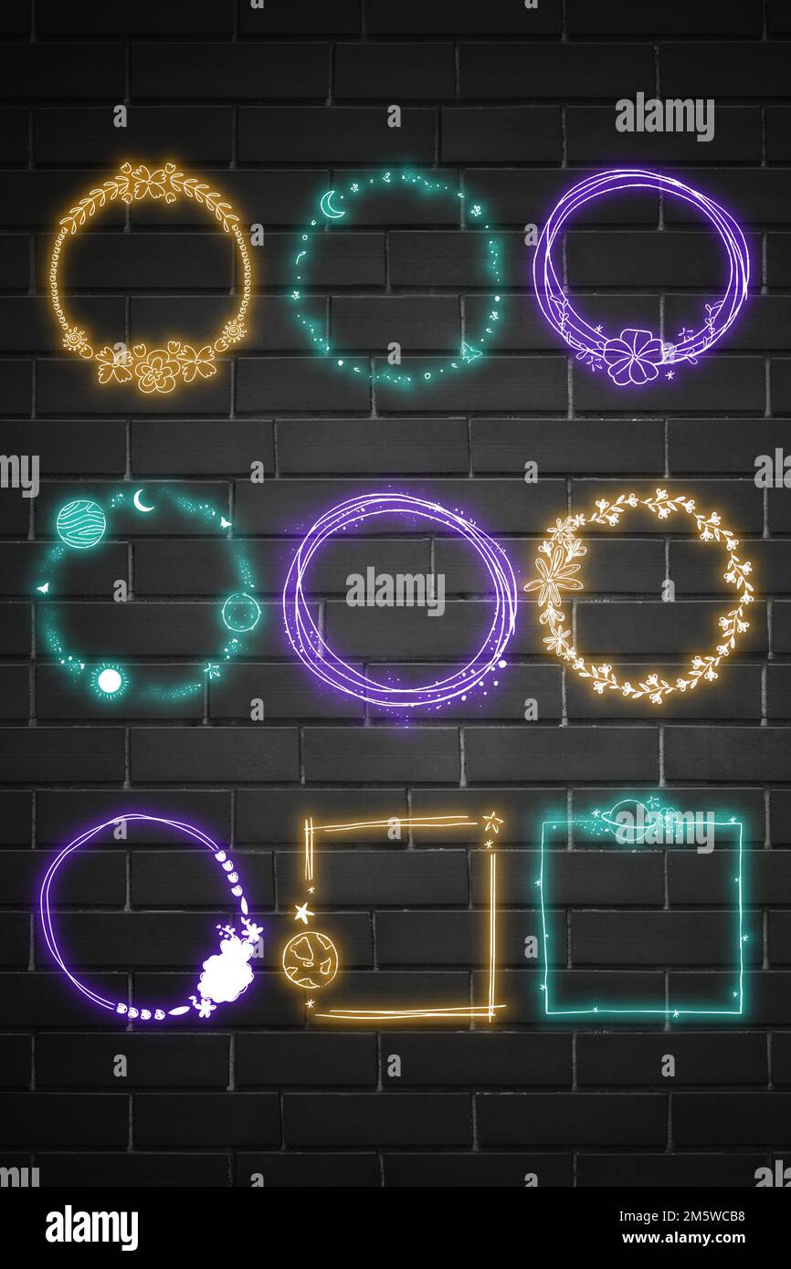 Collection neon glowing square hi-res stock photography and images - Alamy