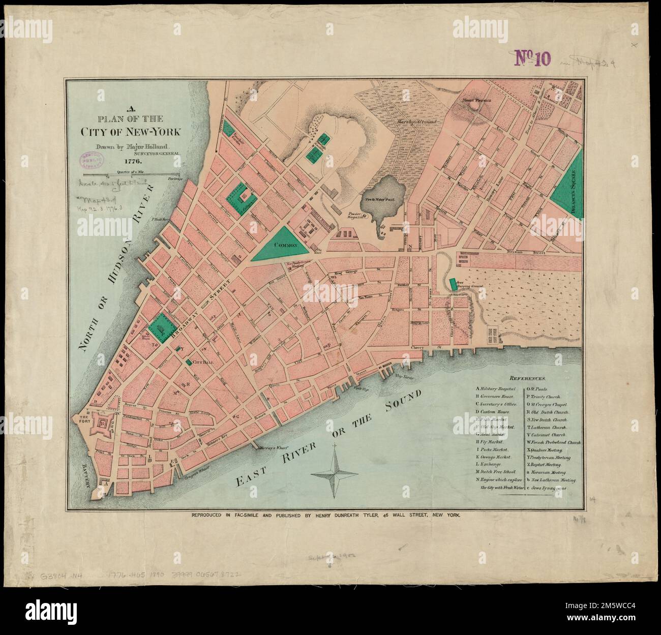 A plan of the city of New-York. Covers lower Manhattan. Relief shown by ...