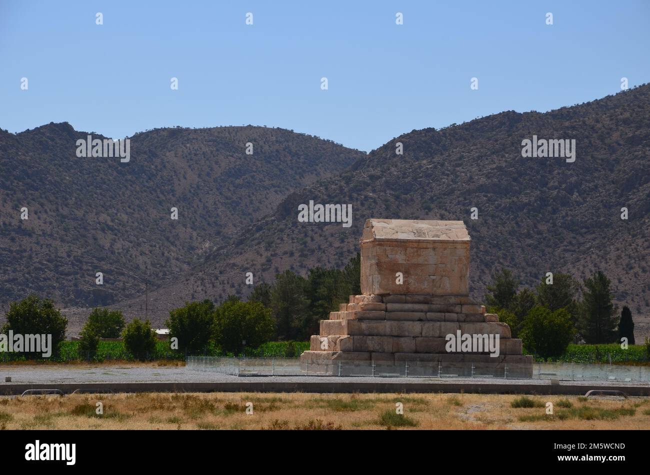 tomb of Kyros II. in Pasargadae, Iran with Zagros mountain range in ...