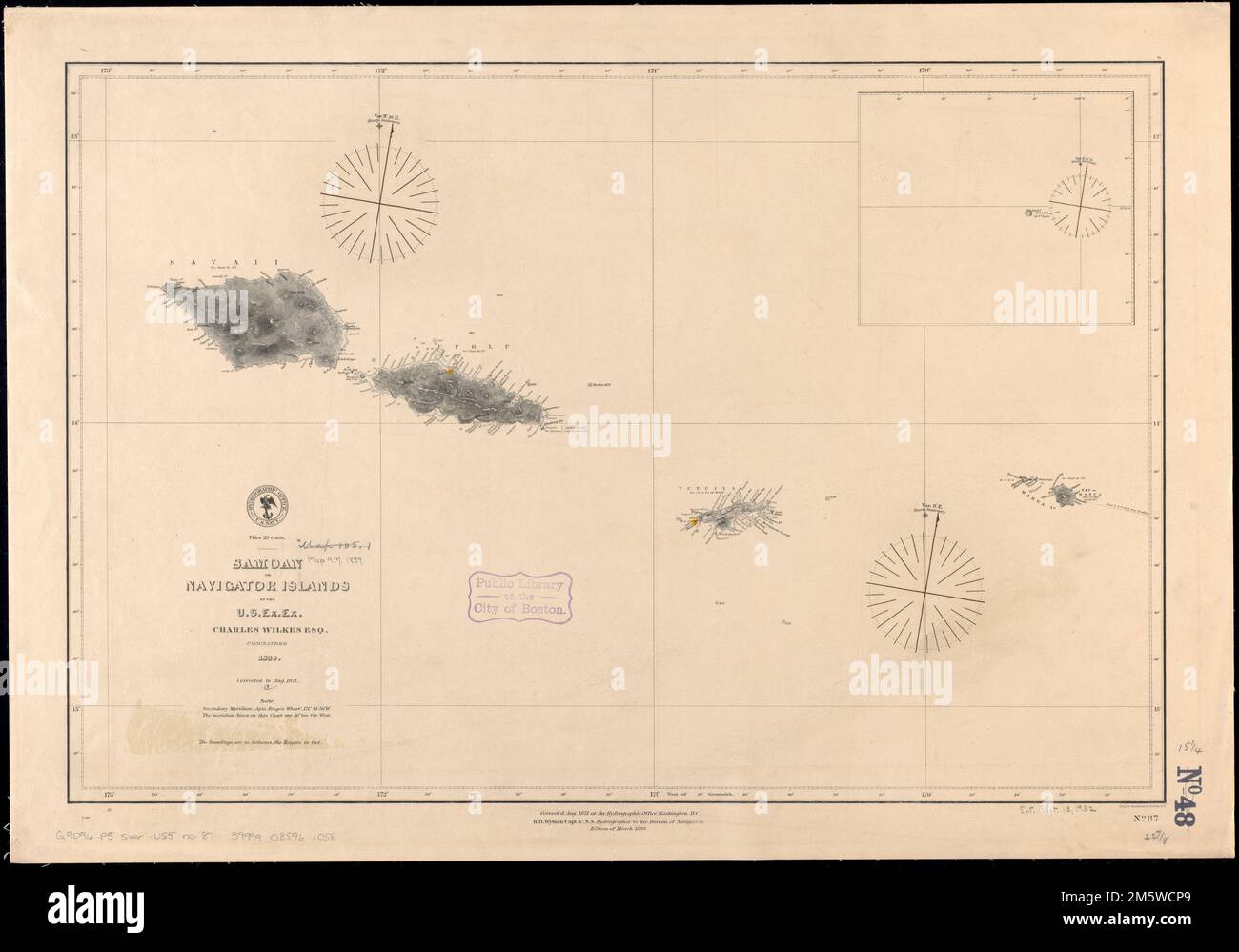 Samoan or Navigator Islands. Relief shown by hachures and spot heights ...