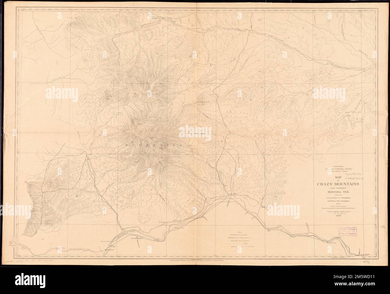 Map of Crazy Mountains and vicinity, Montana Ter. Relief shown by ...