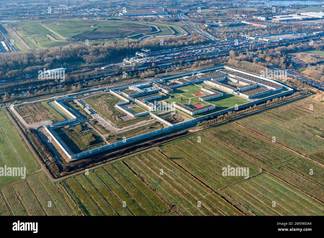 Aerial view of JVA Billwerder, JVAB, JVA, prison, jail, correctional ...