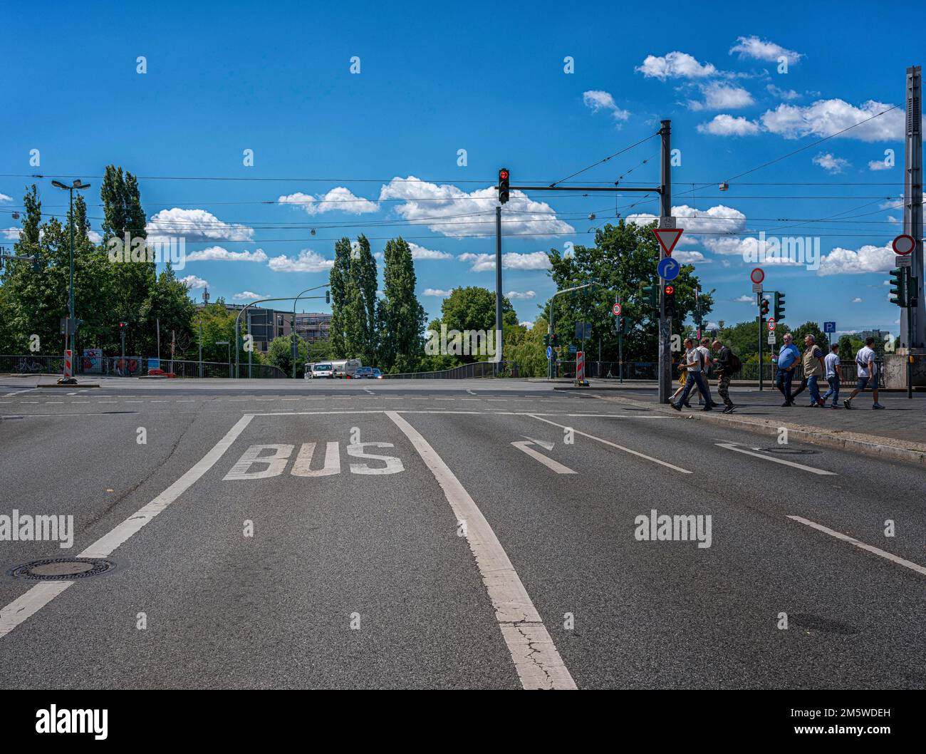 Marking for the bus lane at the main station, Potsdam, Brandenburg ...